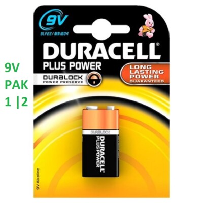 DURACELL 6LR61/MX1604 Plus Power Alkaline 9V Batteries Pack OF 1 |2 ...