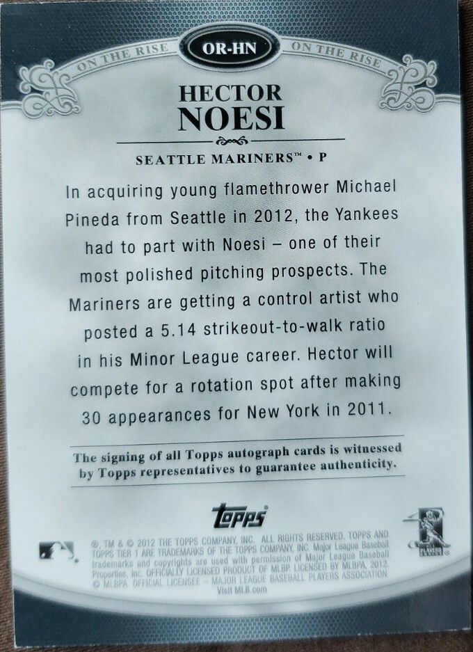 HECTOR NOESI 2012 Topps Tier One Rise Silver Ink AUTO SP #/10 Mariners ...