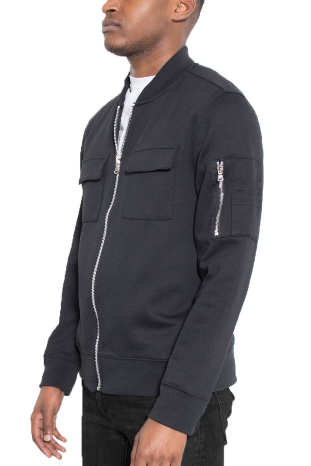 Mens Cotton Two Chest Pocket Full Zip Bomber Jacket | eBay
