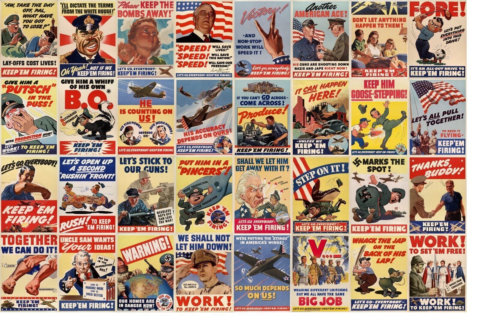 Propaganda Poster Keep Em Firing WWII vintage print WW2 American ...