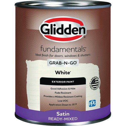 Glidden Fundamentals Exterior Grab-N-Go White Satin Quart GLFEXT20WH/04 ...