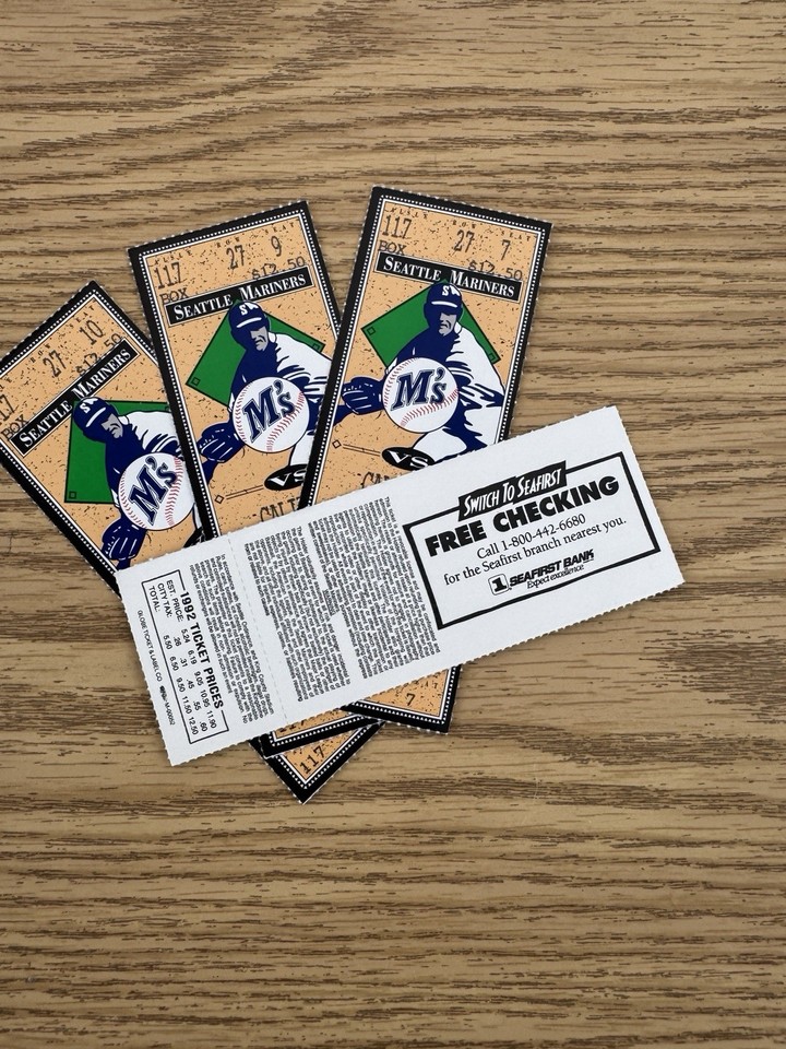 Vintage 1992 Seattle Mariners California Angels Ticket Stubs Lot ...