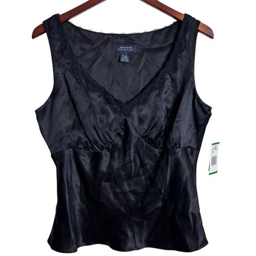 Jones New York Signature Black 100% Silk Lace Trimmed Cami Tank Top ...