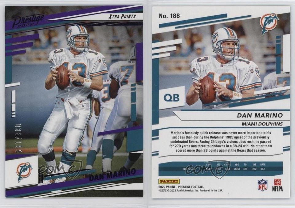 2022 Panini Prestige Xtra Points Purple /199 Dan Marino #188 HOF 1m22 ...