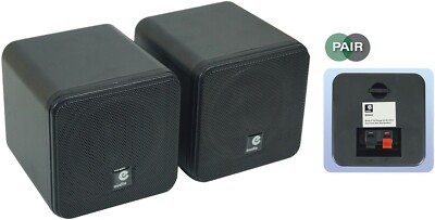 e-audio 4" Compact Full-Range Dual Cone Black Mini Cube Speakers (Pair ...