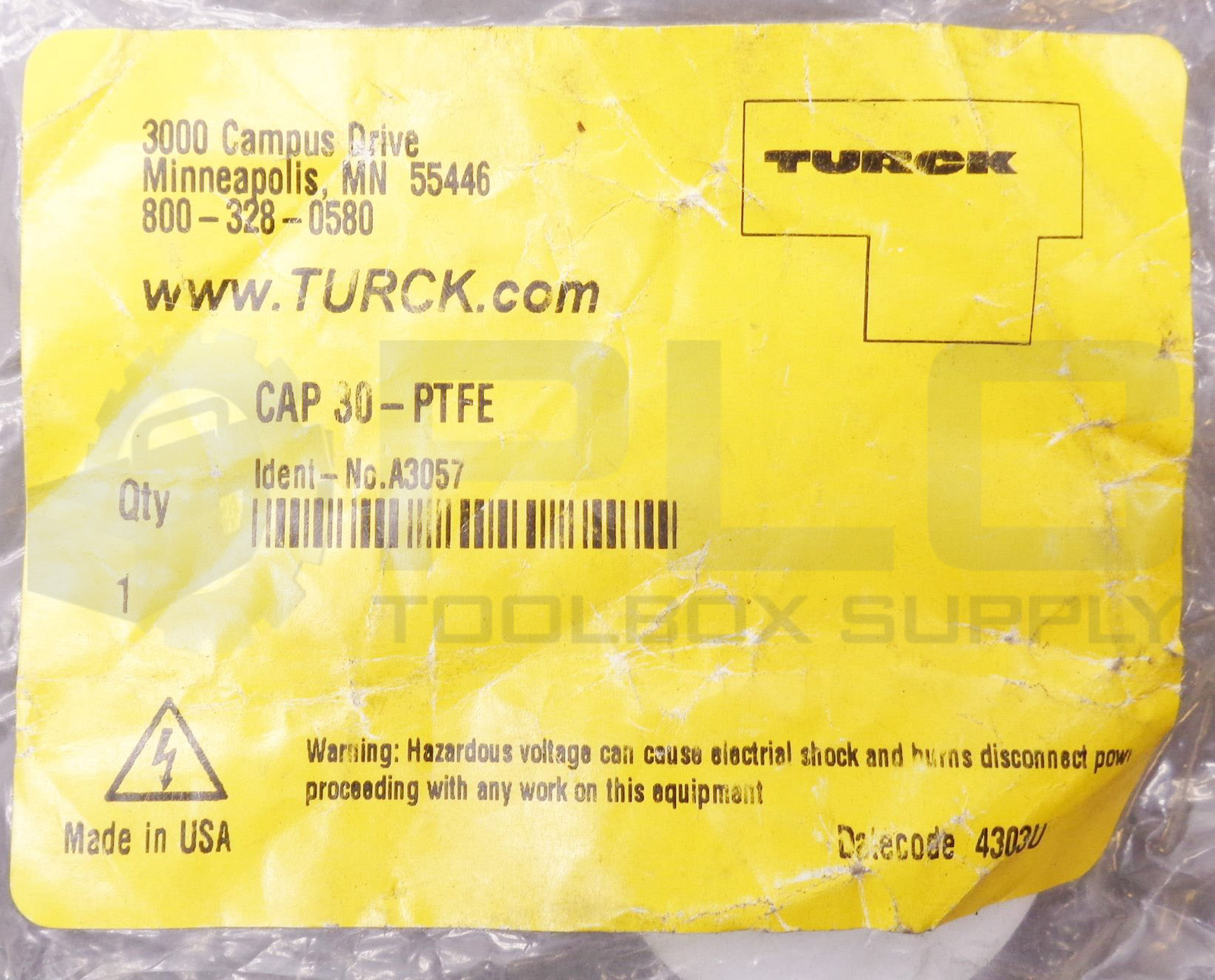 NEW TURCK CAP 30-PTFE PROTECTIVE CAPS A3057 | eBay