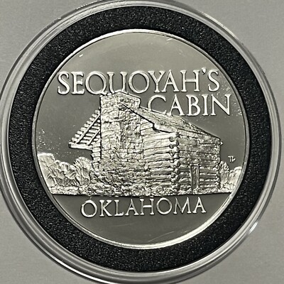 1972 Sequoyah's Cabin Oklahoma Cherokee Indian Sterling Silver Round ...
