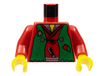 LEGO Minifigure Torso Red Ninja bandit Green Vest Knife Dagger Battle ...