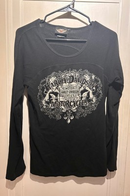 Harley-Davidson Iron Script Womens Black Long Sleeve #96688-10VW M ...
