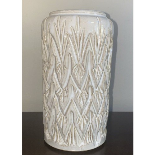 Handmade Art Pottery Vase Textured Diamond Design Drip Glaze | eBay