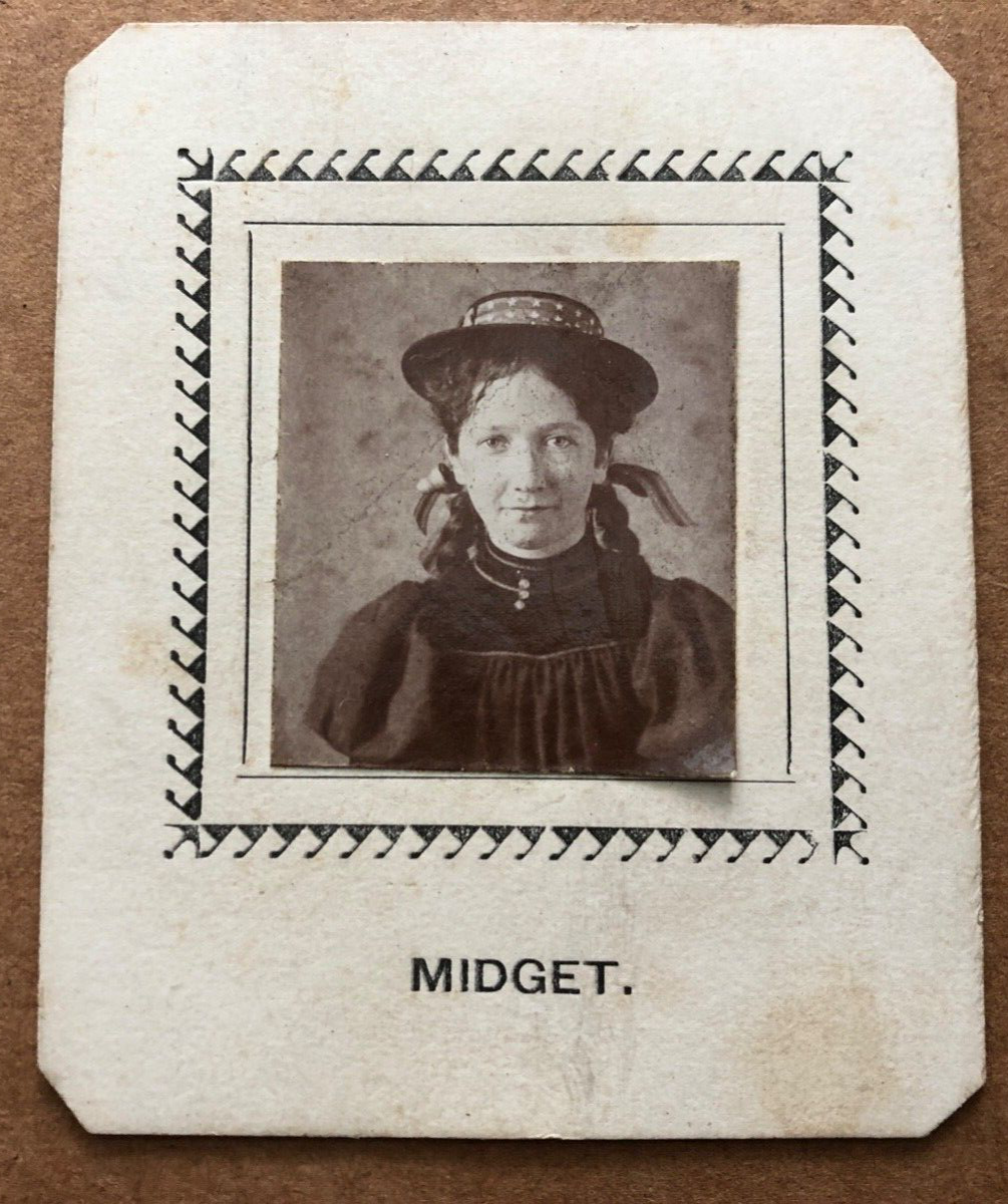 Vintage REAL PHOTO Midget Card Signed ANNA JONES Fancy Hat Bow Dress ...