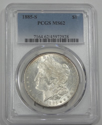 1885-S Morgan Dollar CERTIFIED PCGS MS 62 Silver Dollar Proof-Like ...