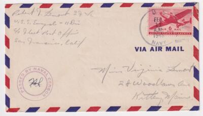 WWII Sailor's Mail Sub Tender USS EURYALE AS-22 Freemantle '45 Naval ...