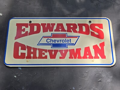 VTG EDWARDS CHEVROLET CHEVYMAN PLASTIC CAR TAG LICENSE PLATE | eBay