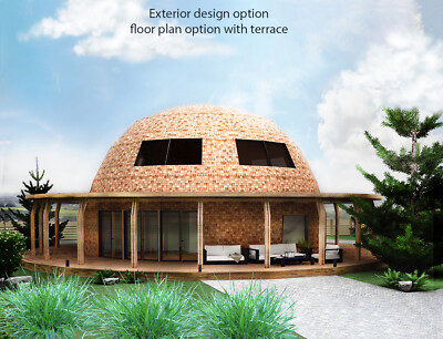 MOON HOUSE 40’ DIAM DOME 1216 -2227 sq.ft STRUT FRAMING KIT WOOD PREFAB ...