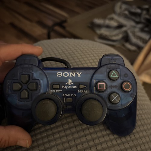 Sony PlayStation 2 PS2 Clear Blue Wired DualShock 2 Controller Works # ...