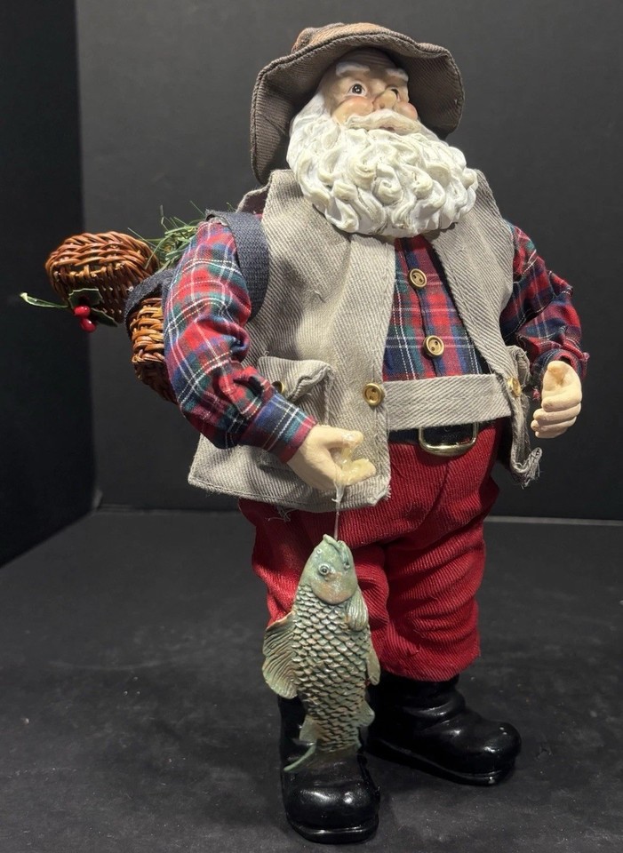 Fishing Santa Claus Excellent Condition Freestanding Medium Size ...