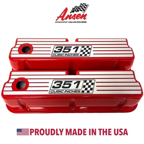 Ford 302, 351 Windsor RED Valve Covers, 351 Cubic Inches - NEW Wide ...