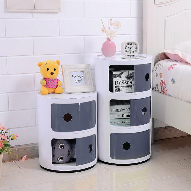 Round ABS Bedside Cabinet Cupboard Drawer Storage Unit Bathroom Bedroom ...
