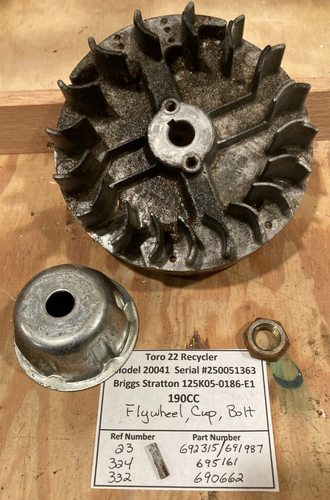Toro 22 Recycler 20041 190CC Aluminum Flywheel 692315 or 691987 w Cup ...