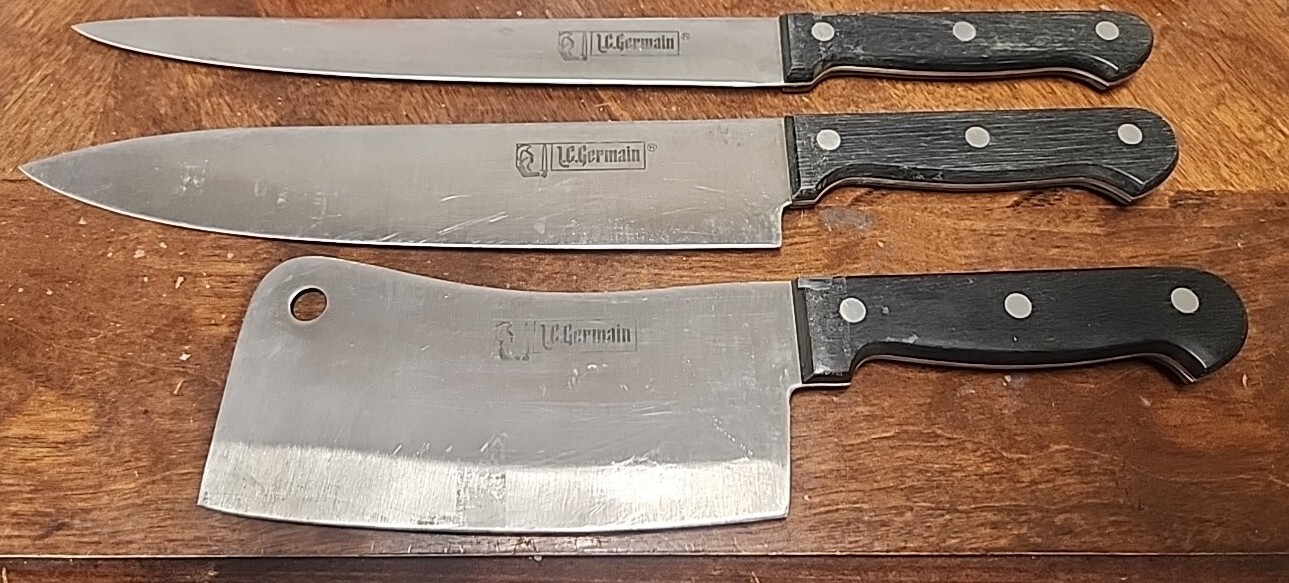 Lot of 3-- Cleaver-& 2- 9" Butcher Knives L.C. Germain Rostfrei ...