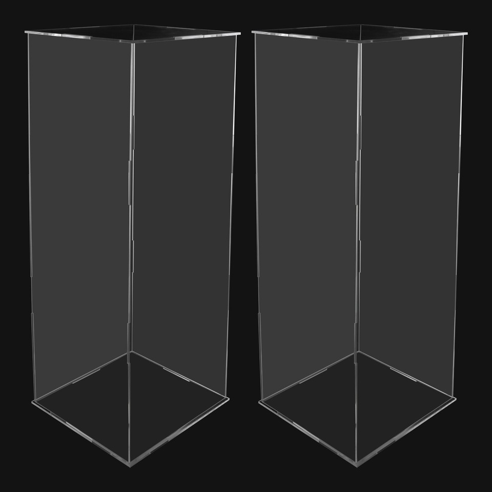 2x Acrylic Column Flower Stand Crystal Chains Geometric Wedding ...