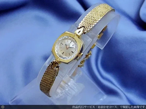 OMEGA 14K Hexagonal Case Cut Glass 14mm Silver Dial Manual Ladies Dress ...