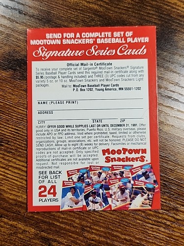 1991 Mootown Snackers Signature Series Food Issue Barry Bonds #3 | eBay