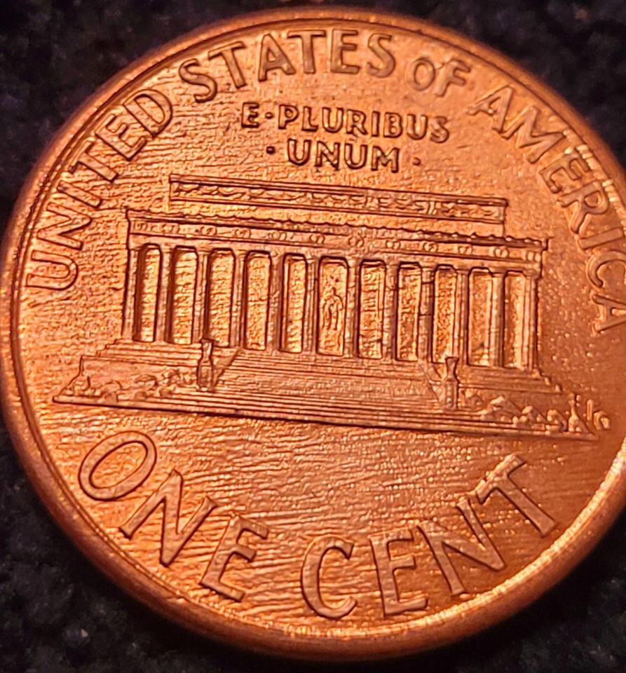 1995 D Close AM Lincoln Penny RED COIN Die Lines Across Both Sides RARE ...