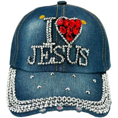 New Women's 'I Love Jesus' Rhinestone Design Denim Cap (OS) | eBay