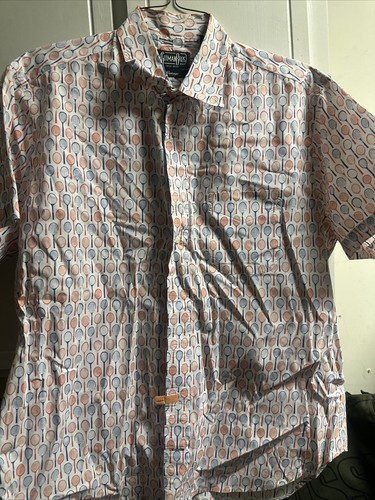 Gitman Brothers Button Shirt Mens XL Short Sleeve Tennis Racket Pattern ...