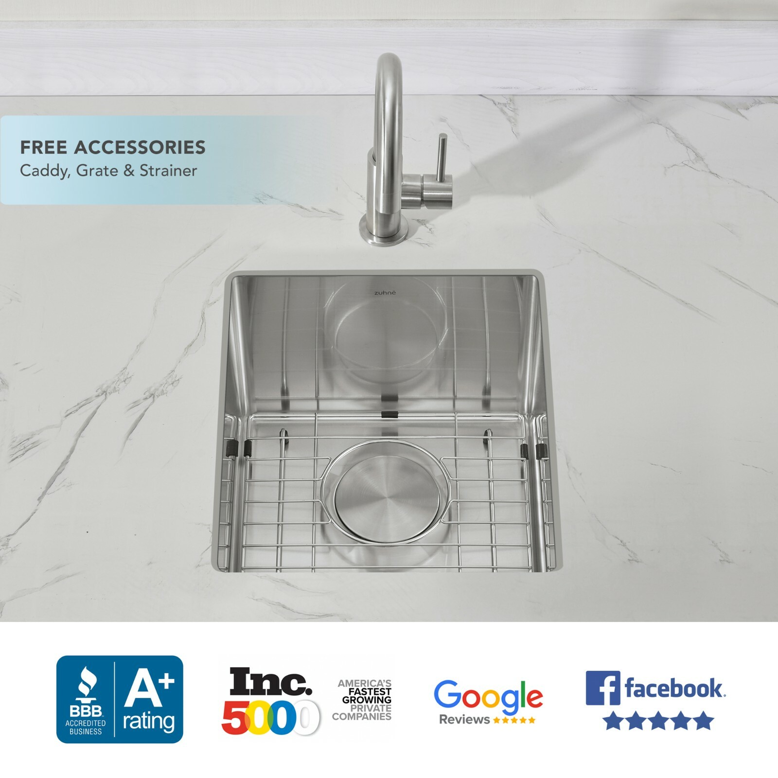 Zuhne Modena Single Bowl 16 Gauge Stainless Steel Undermount Kitchen ...