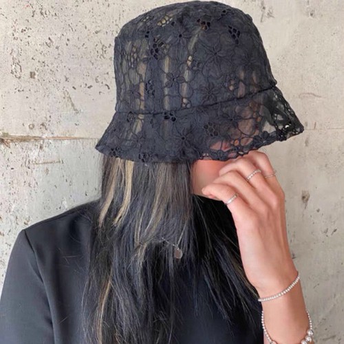 Lady Floral Bucket Hat Mesh Lace Fishing Bush Cap Summer Beach Sheer ...