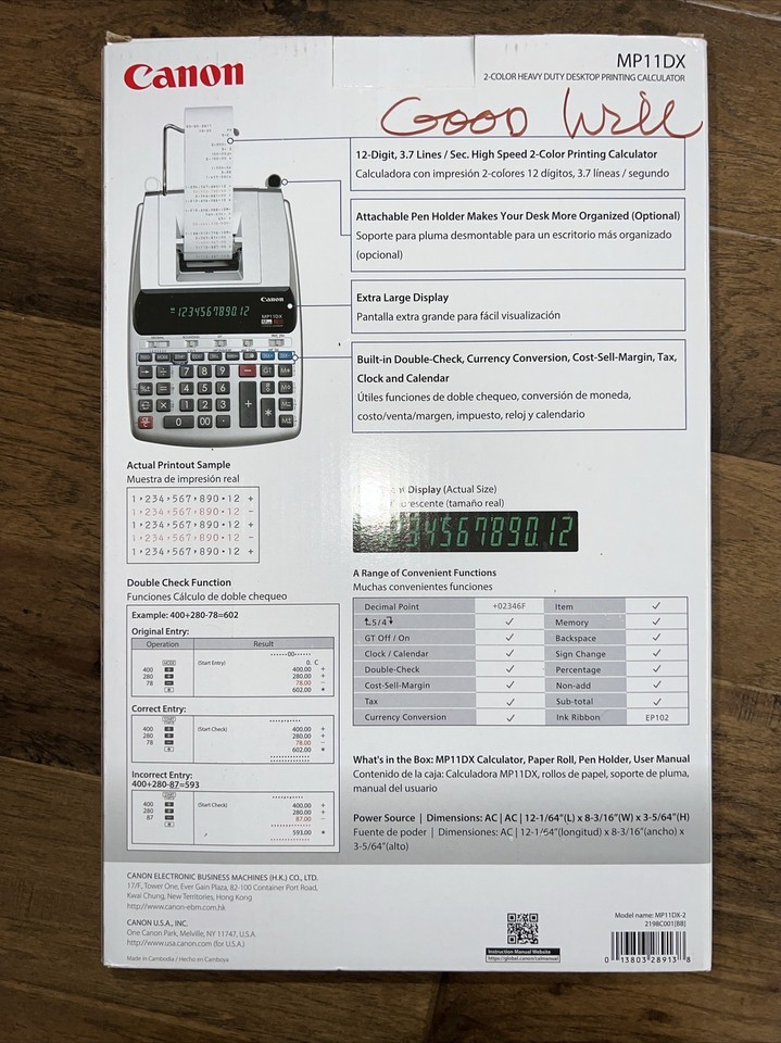 Canon MP11DX. 12 Digit 2 Color Printing calculator (2198C001) | eBay
