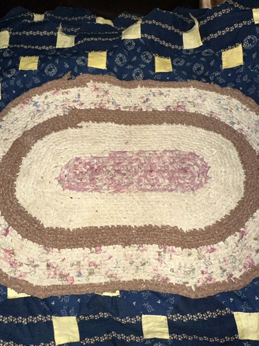 Antique Primitive Oval Braided Rug Mat | eBay