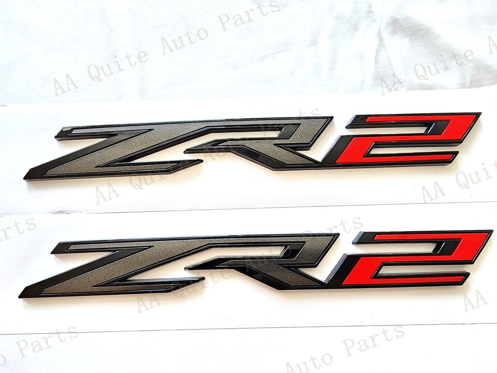 2PCS Gloss Black Red Fender ZR2 Emblem Badge Fit 2022-2024 Chevy ...