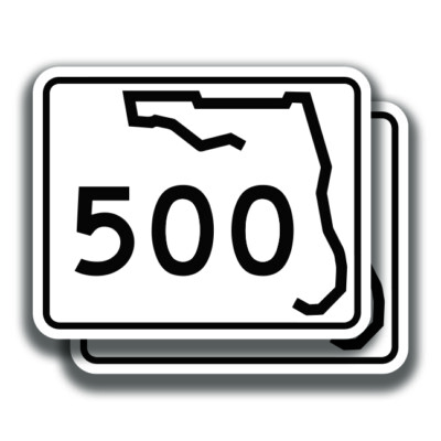 FLORIDA STATE ROAD 500 DECAL 2 Stickers Highway Sign Route Bogo Car ...