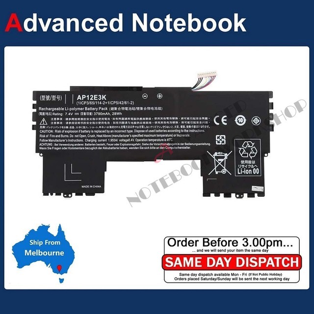 Original Battery AP12E3K for Acer Aspire S7-191 S7 191 Series Ultrabook ...
