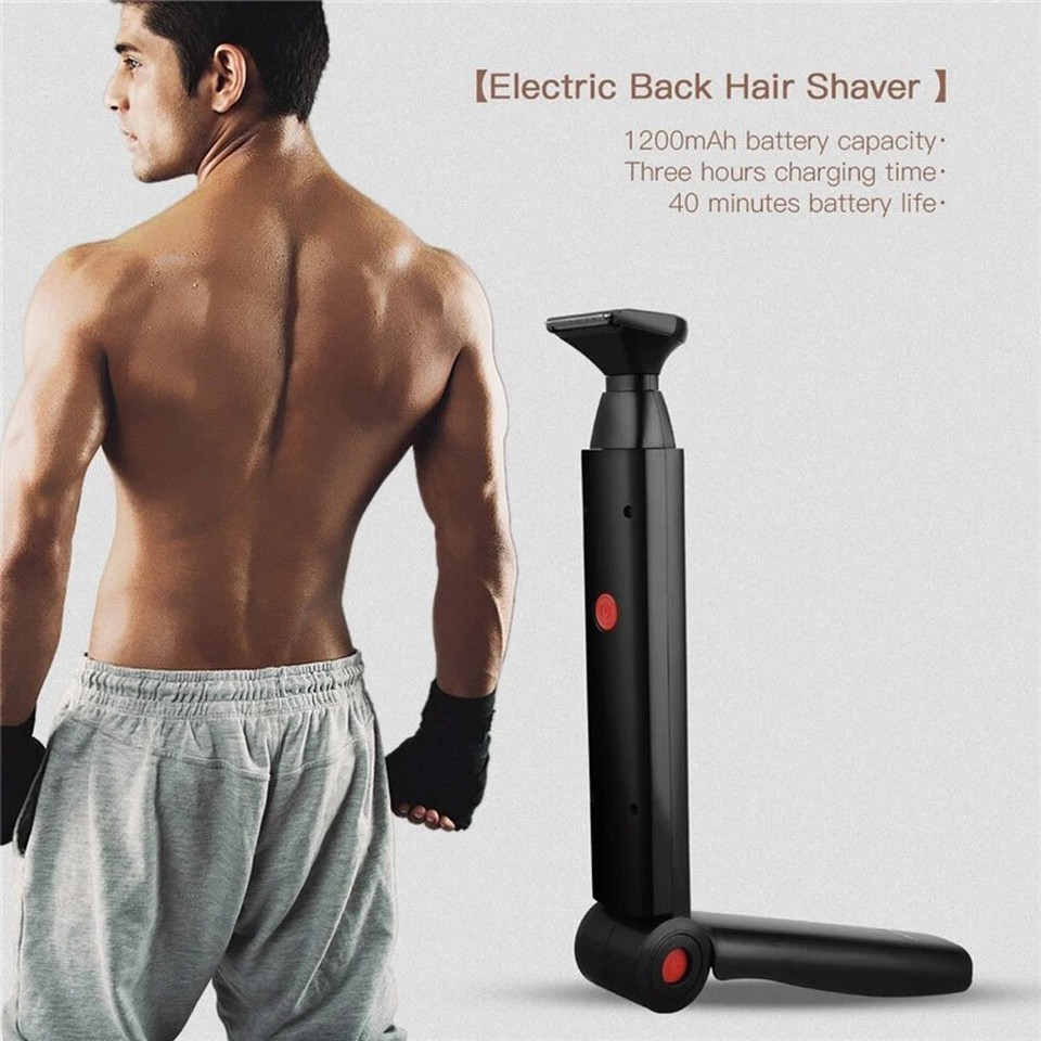 Long Handle Electric Back Shaver For Men Body Hair Removal Razor USB ...