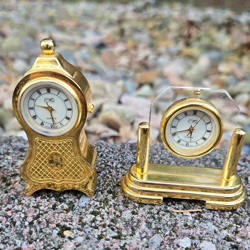 EKO Timepieces Miniature Gold Desk Clocks Table Mantel Quartz Vintage ...