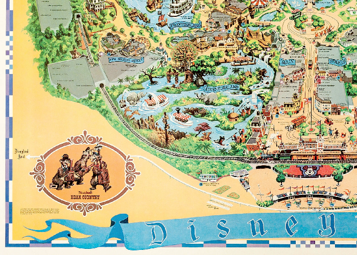 1972 Disney Disneyland Fun Map Poster Country Bear Jamboree Callout | eBay