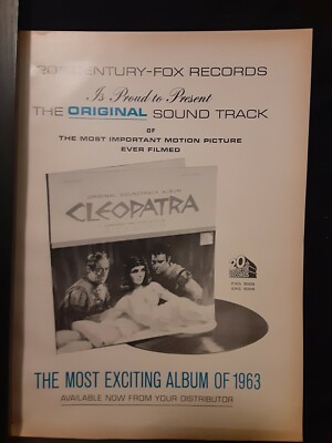 Cleopatra Soundtrack Alex North Rare Original Promo Poster Ad Framed ...