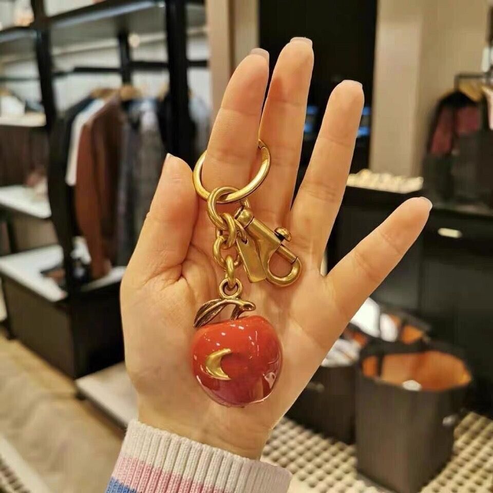 Coach Red Apple Keychain Bag Women Charm KeyChain Resin and Metal Gifts ...