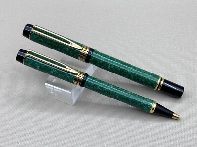 Waterman Jade LeMan 100 Patrician Fountain Pen 18k EF Nib and Ballpoint ...