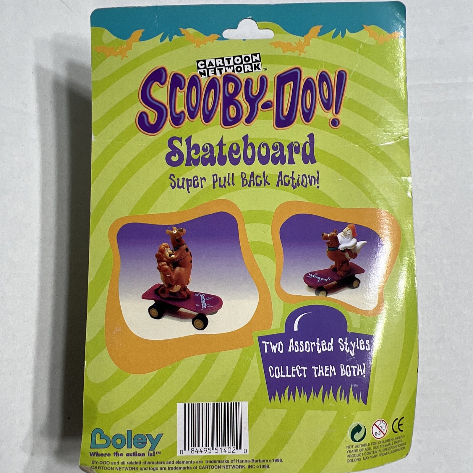 NEW Warner Brothers Scooby Doo & Ghost Pull Back Skateboard 1998 Boley ...