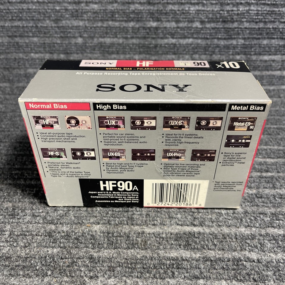 Sony HF-90 A, HF-S60 & HF-60 Blank Audio Cassette Tapes New Sealed w ...