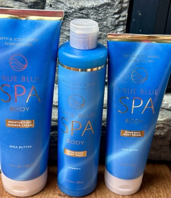 Bath And Body Works True Blue Spa New Release Shower Cream Lotion Scrub ...