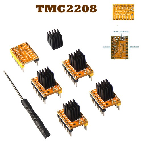 5 pcs TMC2208 V1.2 3D Printer Stepper Motor Driver Module With Heat ...