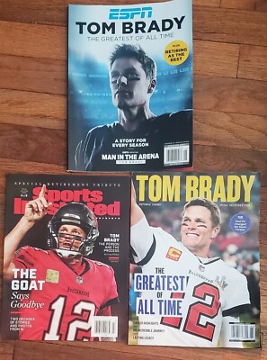 3 Tom Brady Magazines ESPN, SPORTS ILLUSTRATED THE GOAT Tribute HTF ...