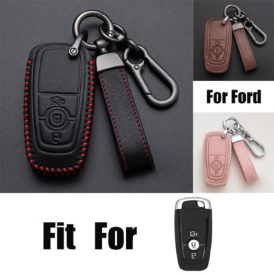 Real Leather Car Key Case Cover For Ford Mustang Ranger Fusion Explorer ...